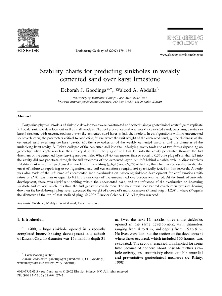 Predicting Sinkholes in Weakly Cemented Sand | PDF | Sinkhole ...