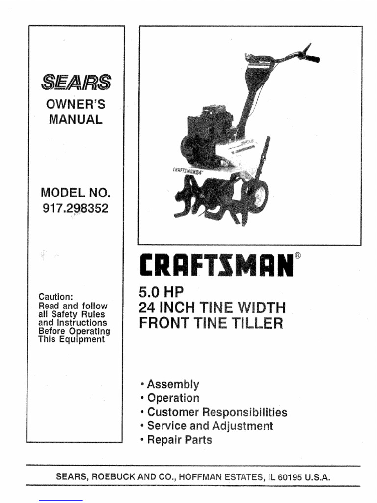 Craftsman Tiller B&S 135202 Owners Manual | PDF | Gasoline