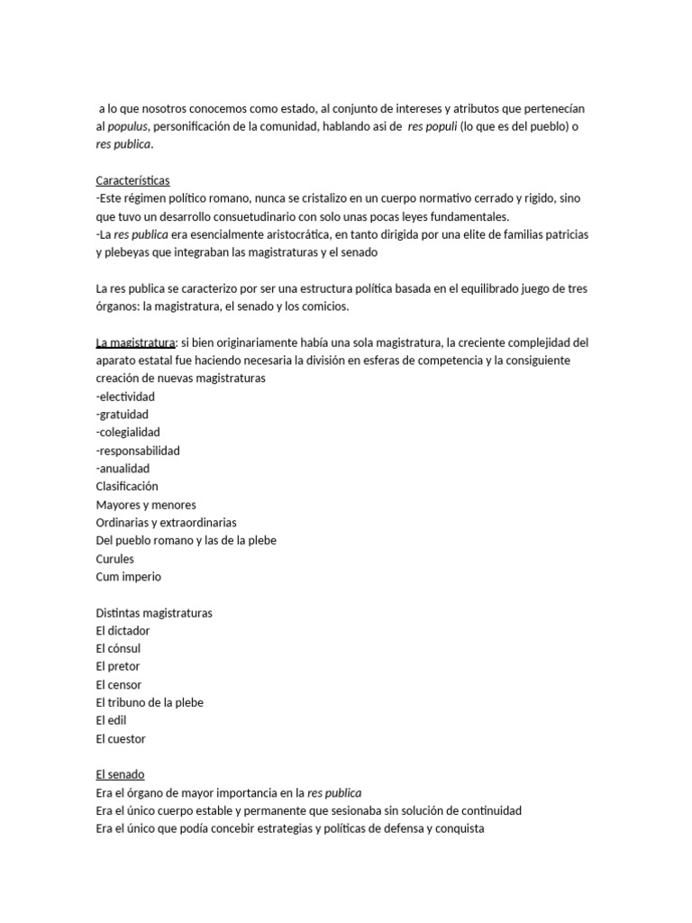 Estructura Política de la Res Publica Romana | PDF