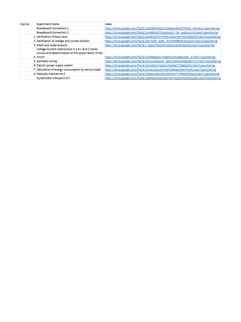 Electrical Experiments Overview | PDF