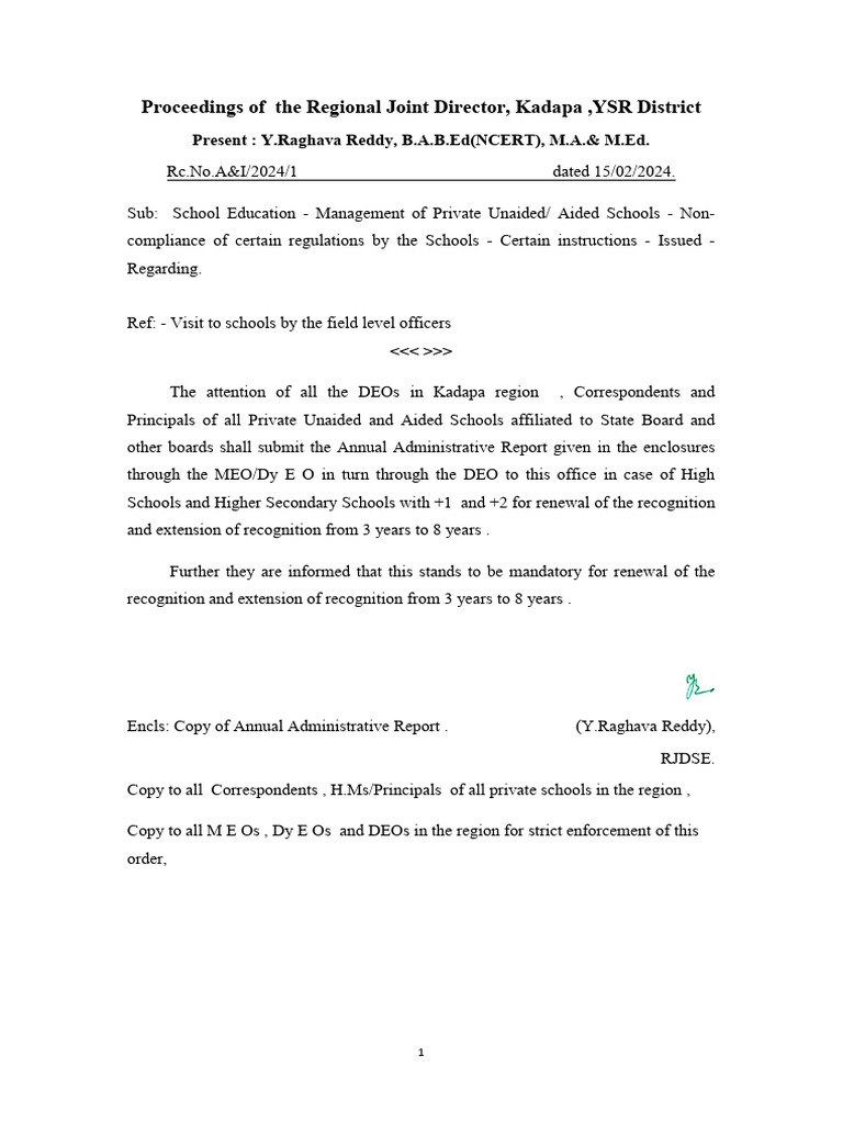 Annual administrative proforma | PDF