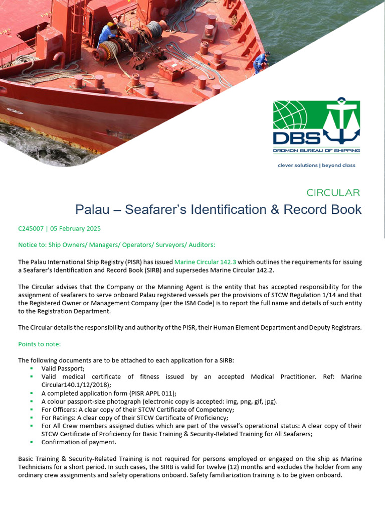 Palau Seafarer Identification and Record Book | PDF
