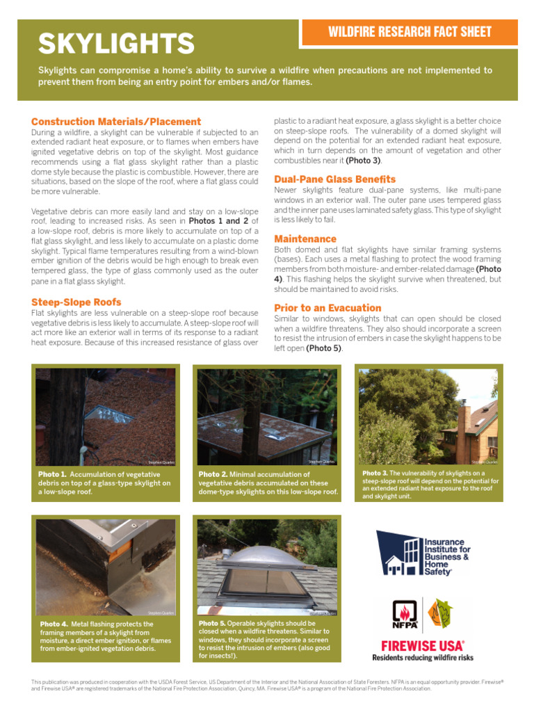 Skylights - Firewise Fact Sheets | PDF | Wildfire | Glasses