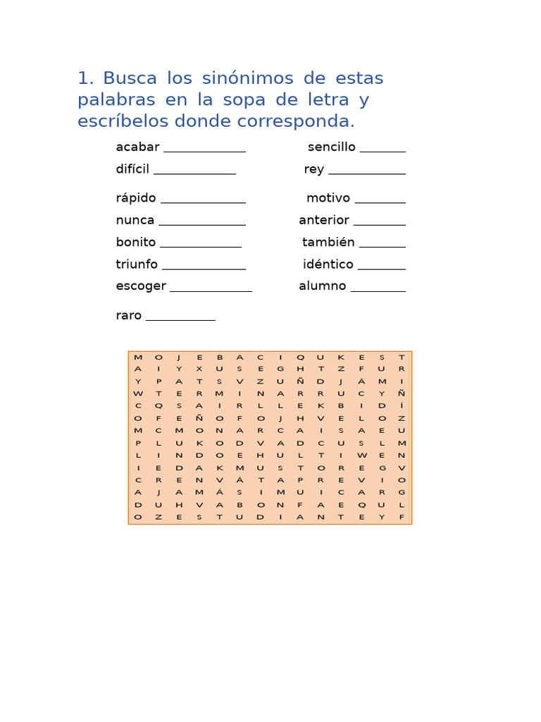 Act. Sinónimos | PDF