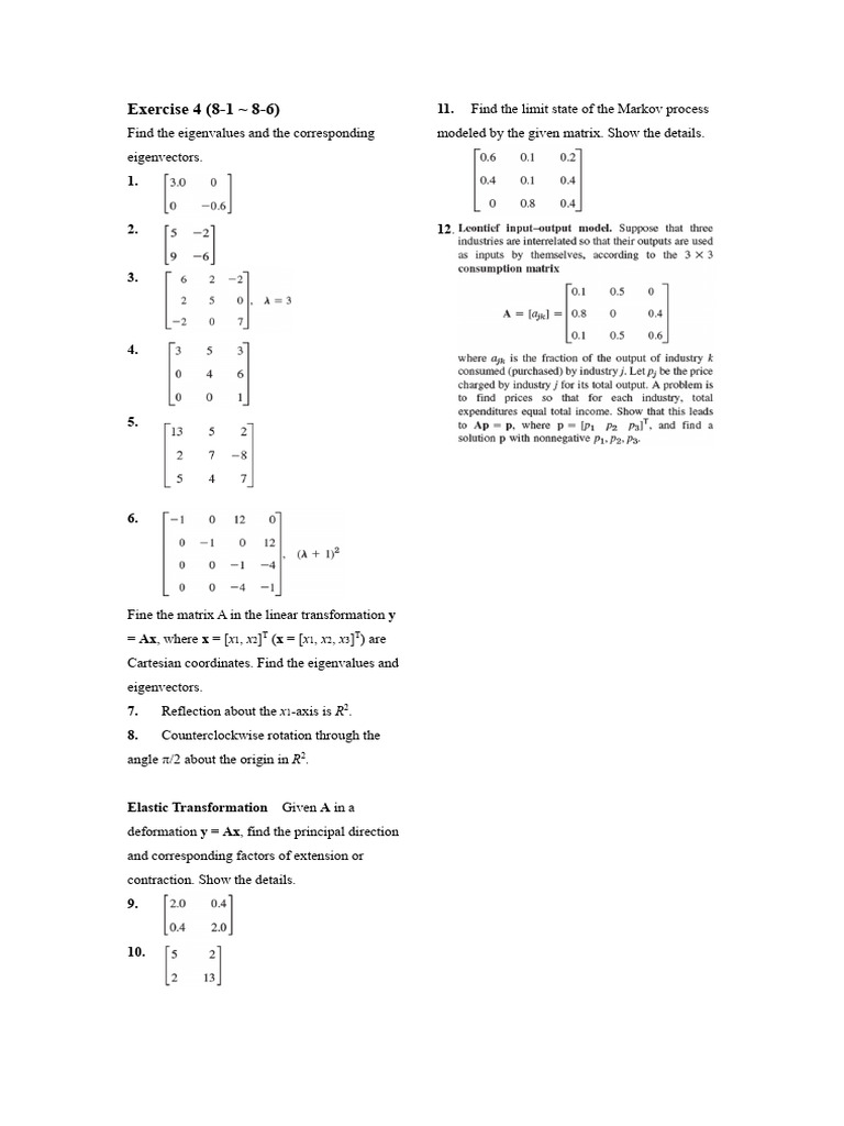 工數Exercise 4 | PDF | Eigenvalues And Eigenvectors | Geometry