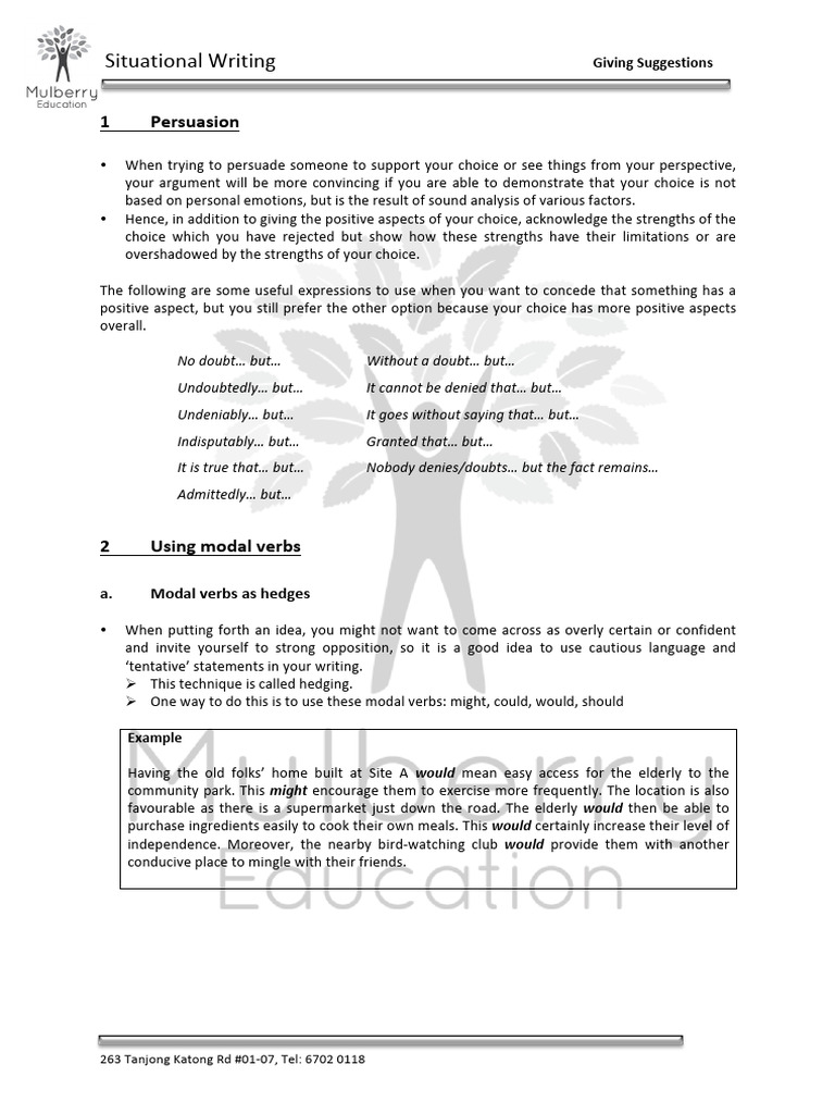 Situational Writing - Giving Suggestions-20151005181531 | PDF