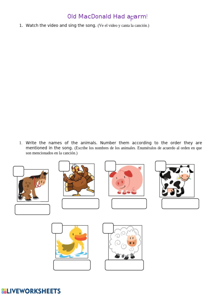 Canción de Old MacDonald y animales | PDF