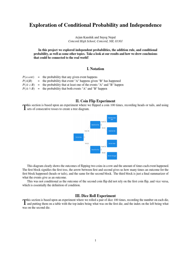 Exploration of Conditional Probability and Independence For MrHastings ...