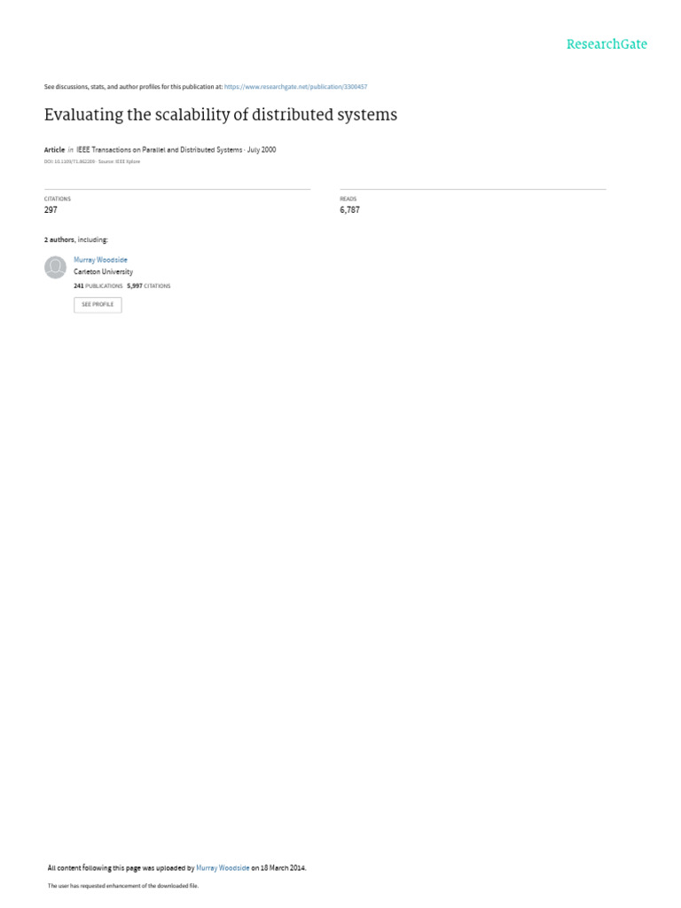 Evaluating The Scalability of Distributed Systems | PDF | Scalability | Computer Network