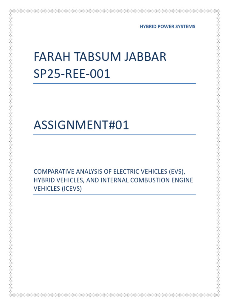 FARAH Assi 1 Hybrid Power Systems | PDF | Electric Vehicle | Hybrid Vehicle