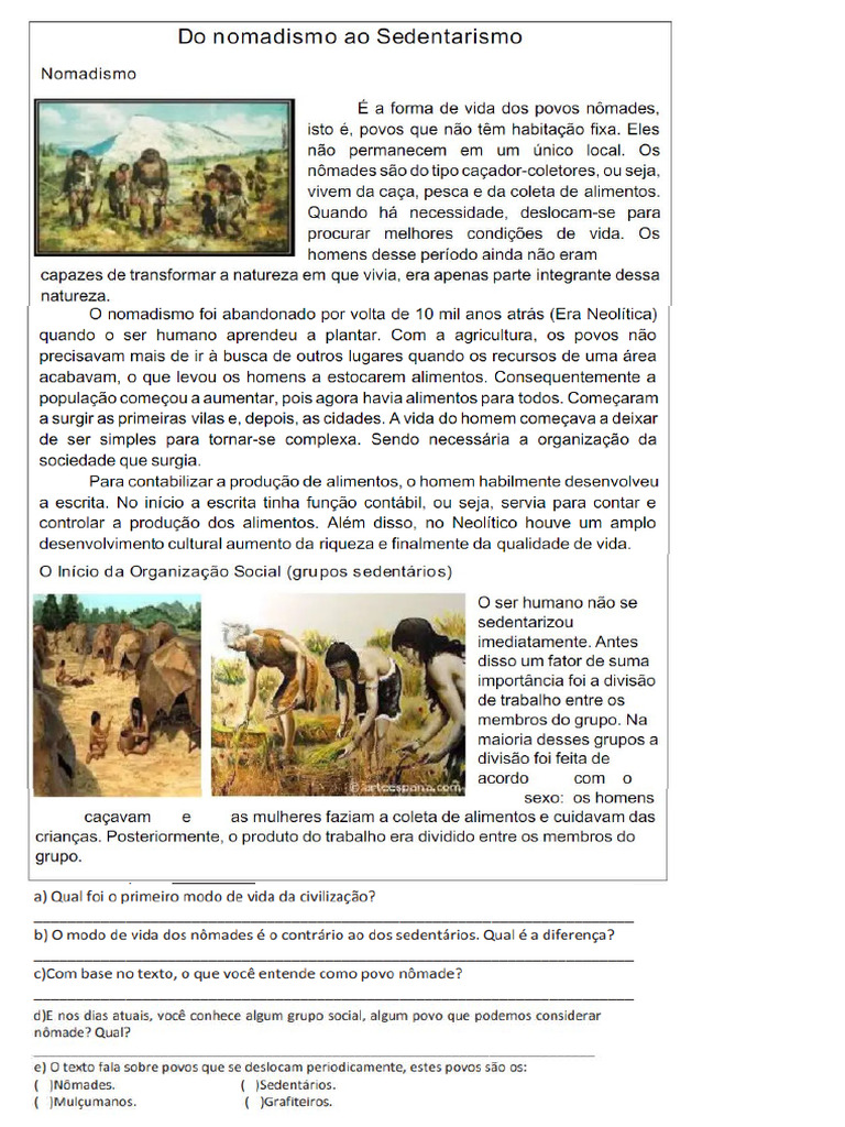 História - Nomades e Sedentários | PDF