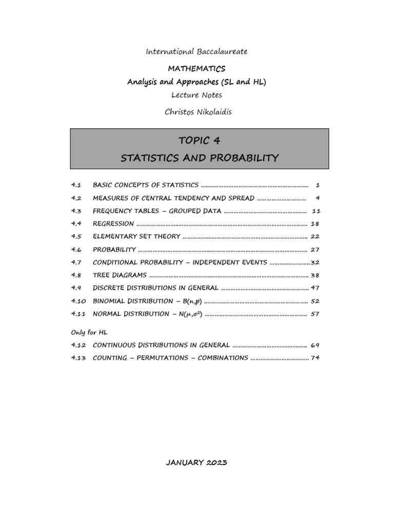 Statistics and Probability Lecture Notes | PDF | Median | Mathematics