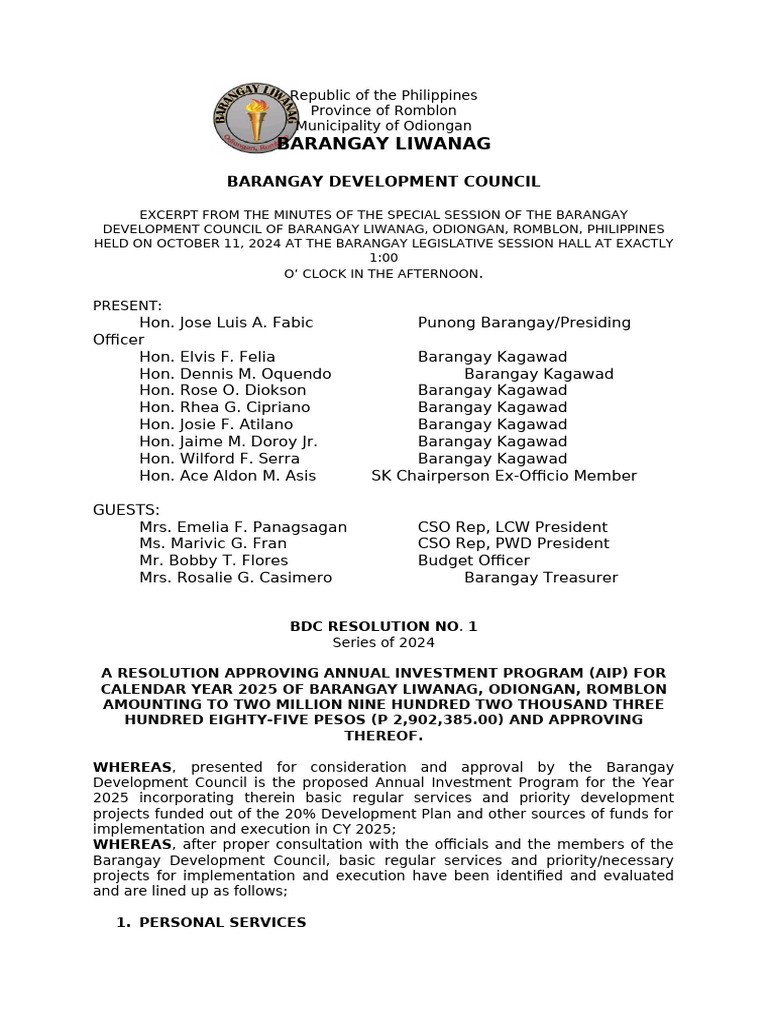 BDC Resolution S. 2024 Final | PDF | Government