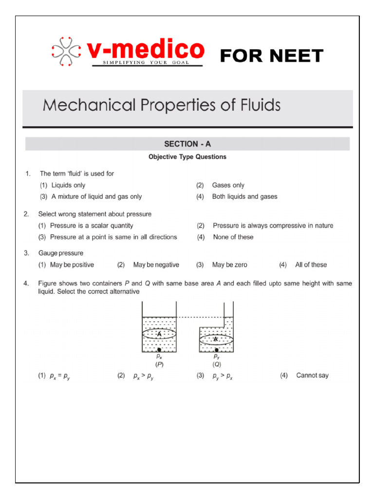 V-MEDICO Sonipat: Fluid Mechanics Assignment | PDF | Pressure | Drop (Liquid)