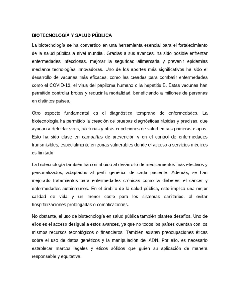 Biotecnologia Salud Publica ICONTEC | PDF | Biotecnología | Salud pública