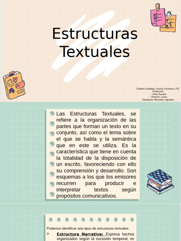 Oralidad, Lectura, Escritura y TIC. Estructuras Textuales. Diapositiva ...