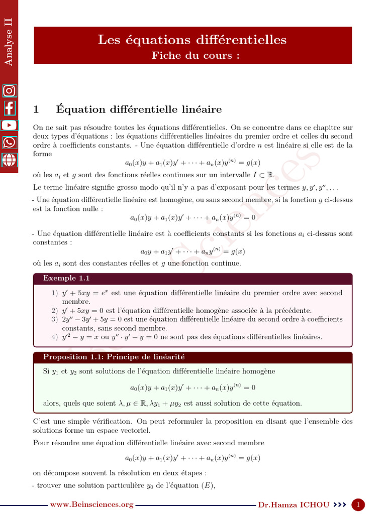 Équations Différentielles Linéaires | PDF | Équation différentielle ...