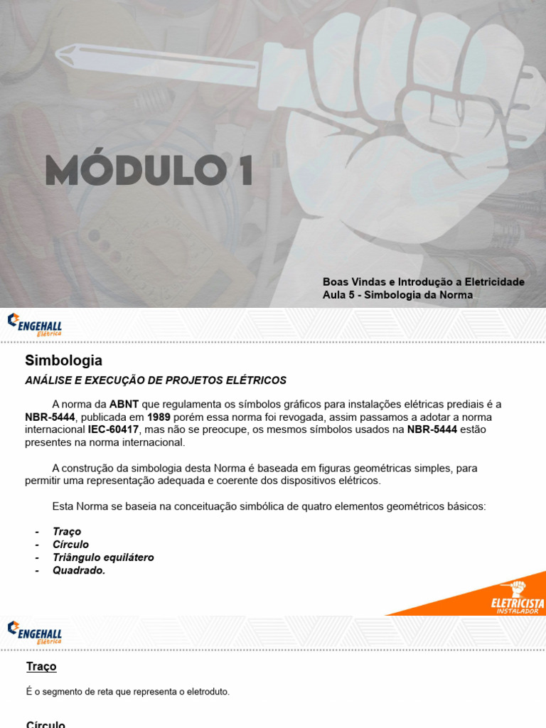 Modulo 1 Aula 5 Simbologia Da Norma | PDF | Eletricista | Eletricidade