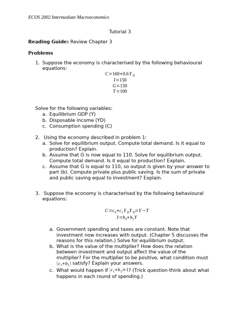 Tutorial 3 Questions | PDF