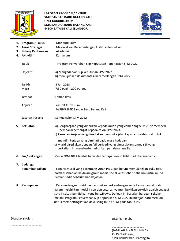 Majlis Penyerahan Slip SPM 2022 | PDF