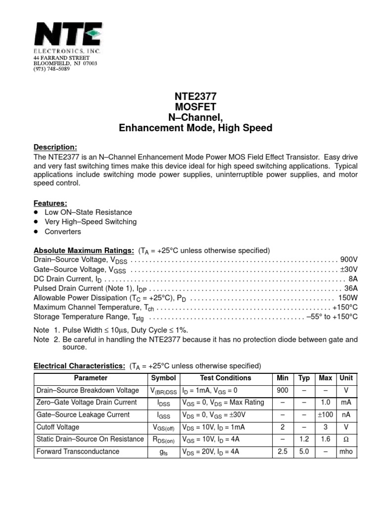 Nte 2377 | PDF