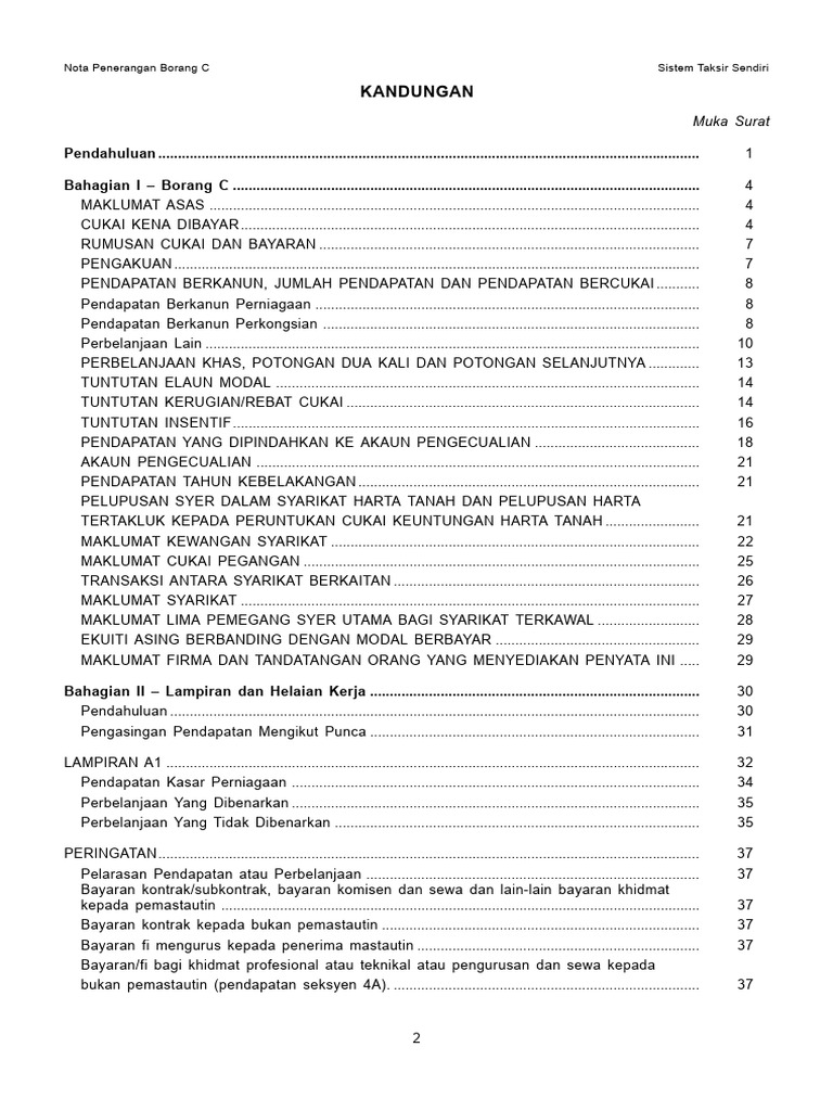 NotaPenerangan C2001 1 | PDF
