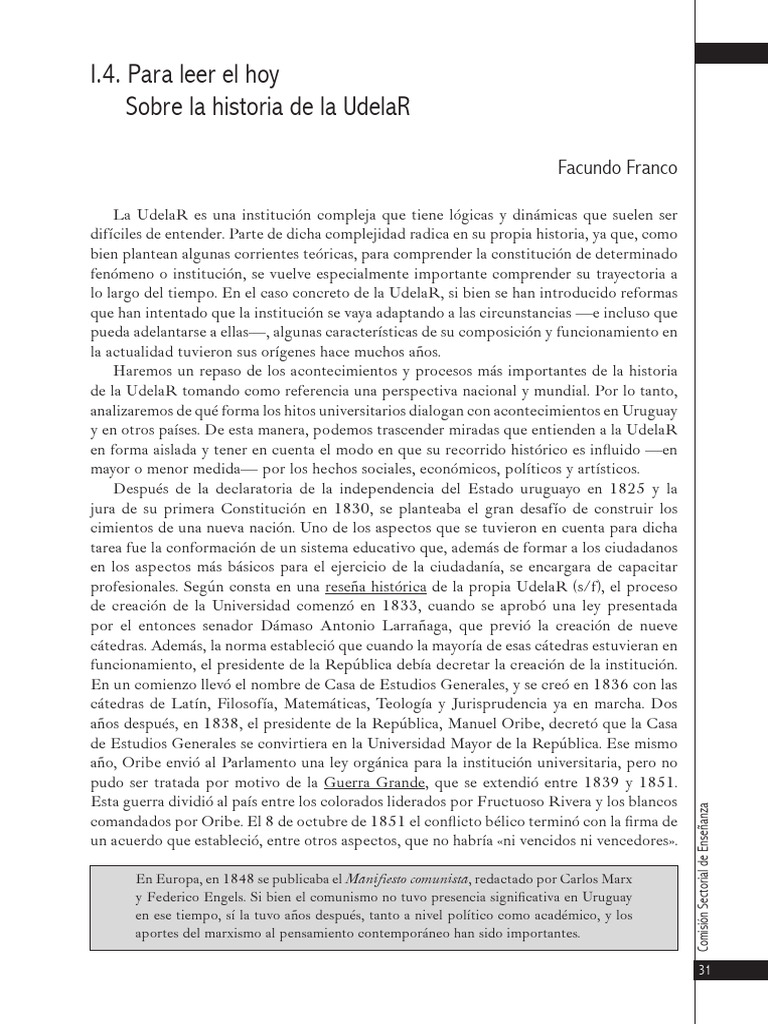 Historia de la UdelaR: Orígenes y Evolución | PDF