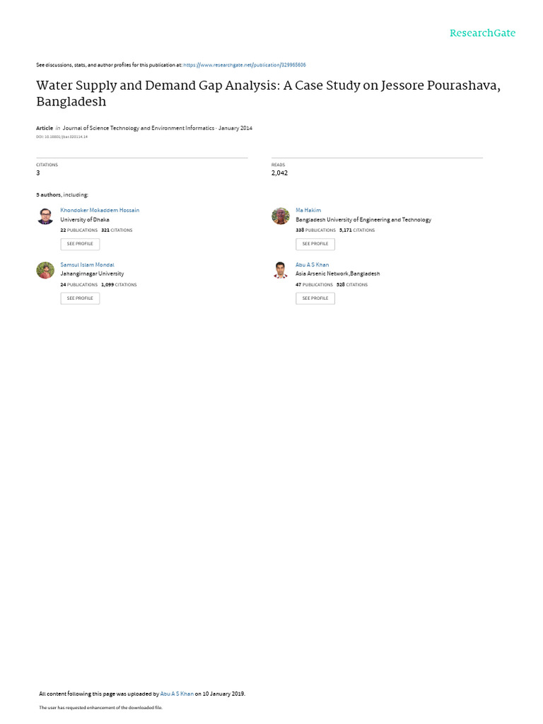 Water Supply and Demand Gap Analysis A Case Study | PDF | Water | Water ...