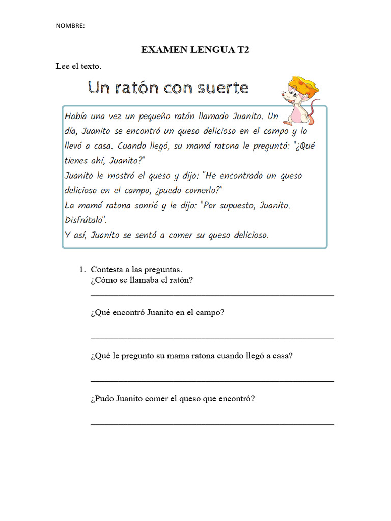 Examen Lengua T2 | PDF