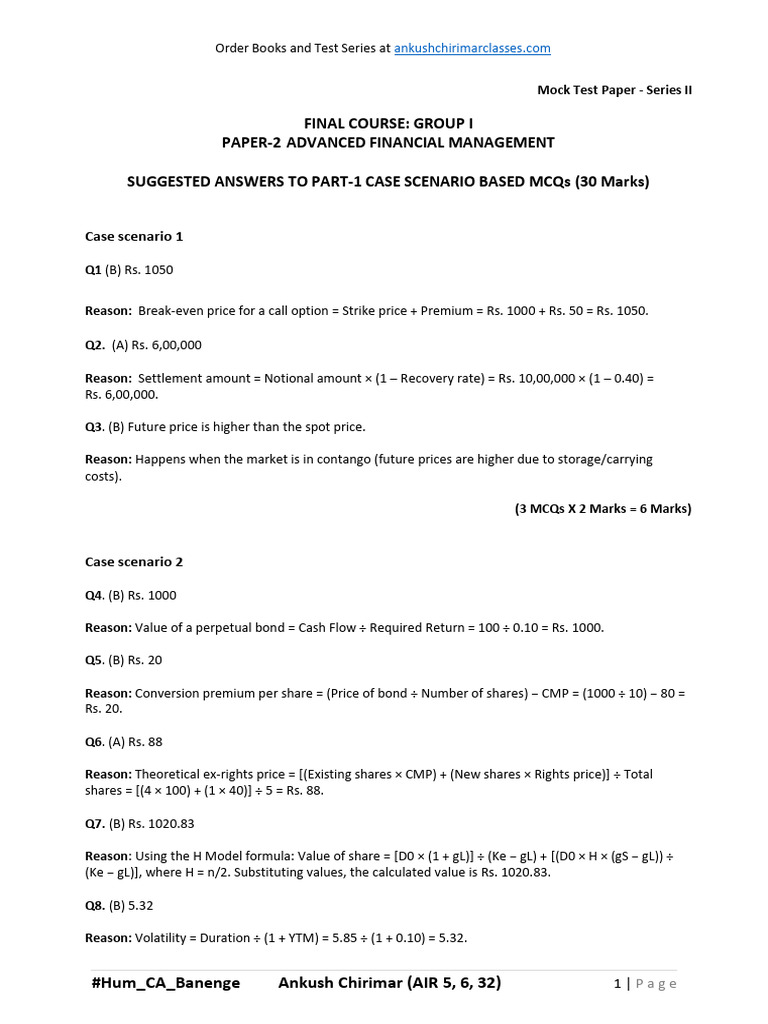 Afm 2 Suggested Answer PDF | PDF | Net Present Value | Securitization