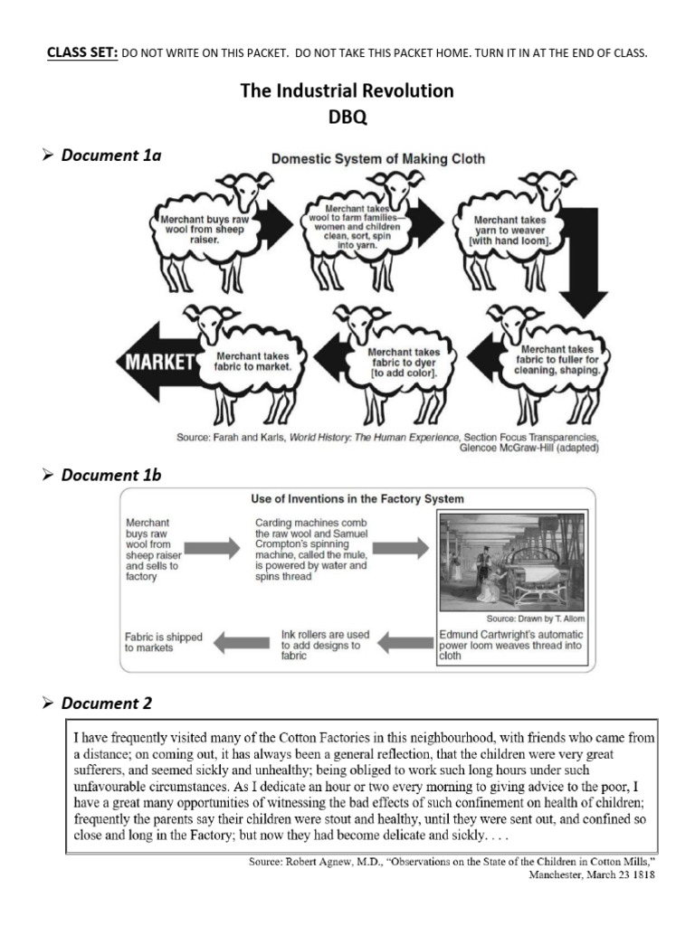 Industrial Revolution DBQ Packet | PDF