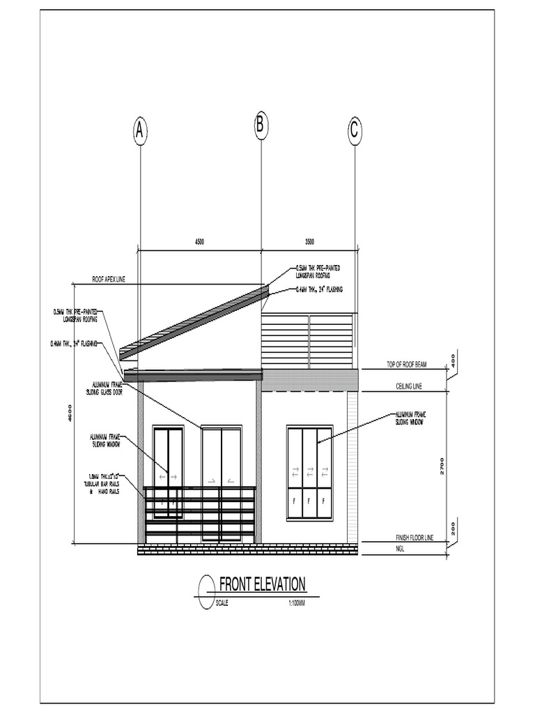 Roof Apex Line Elevation Drawing | PDF