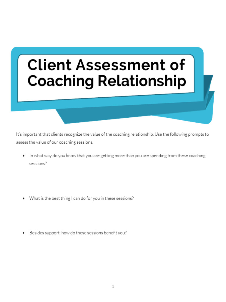 Client Assessment of Coaching Relationship | PDF