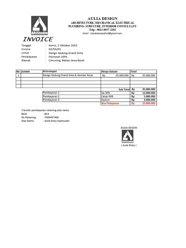Invoice Gedung | PDF
