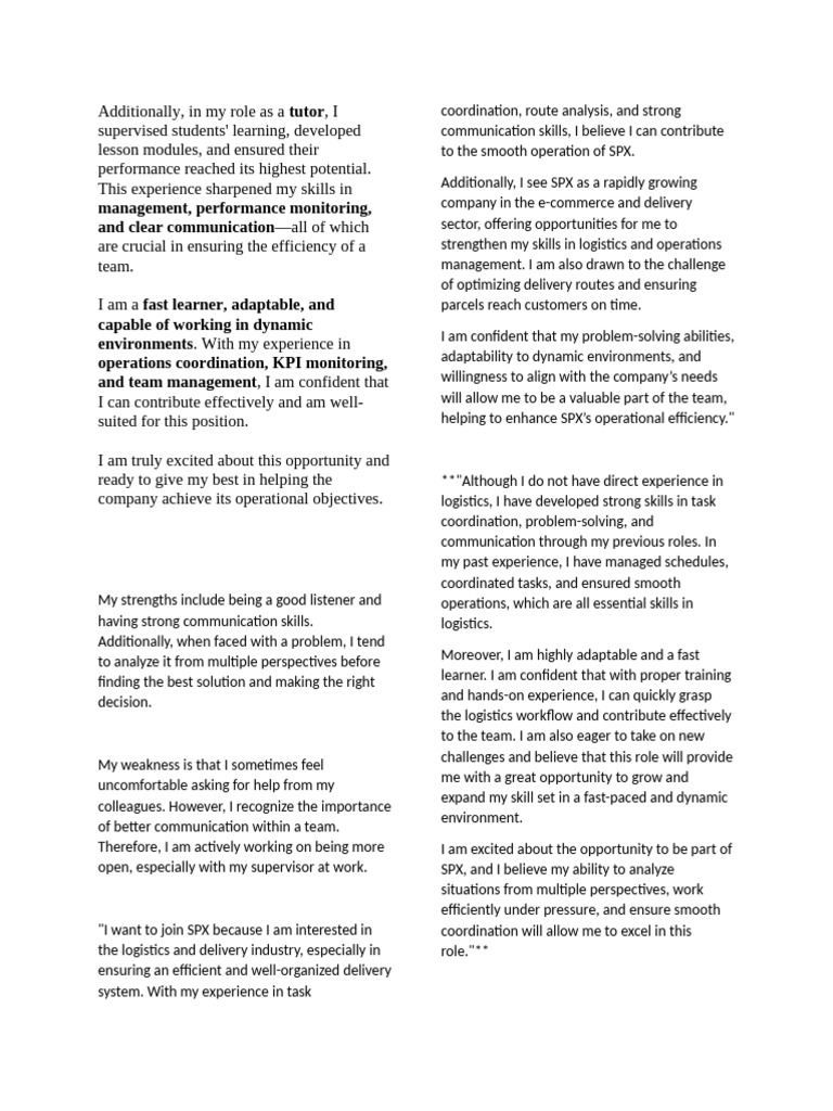 Soalan Interview Manager Spx Pdf Leadership Logistics