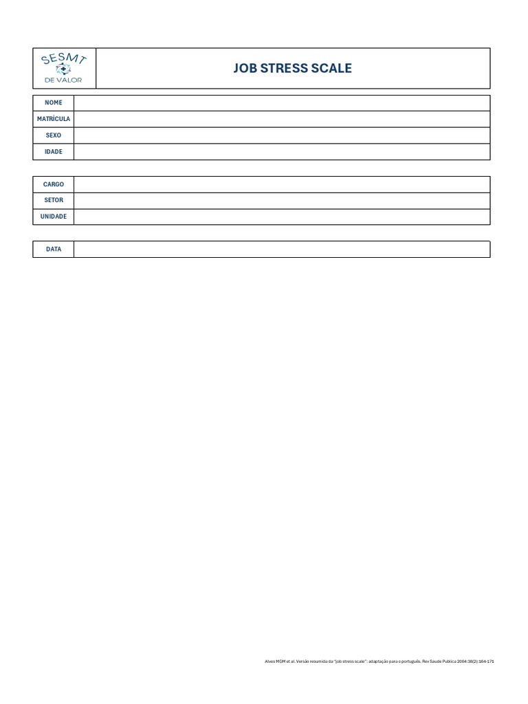 X Aula 2 - JSS JOB STRESS SCALE | PDF