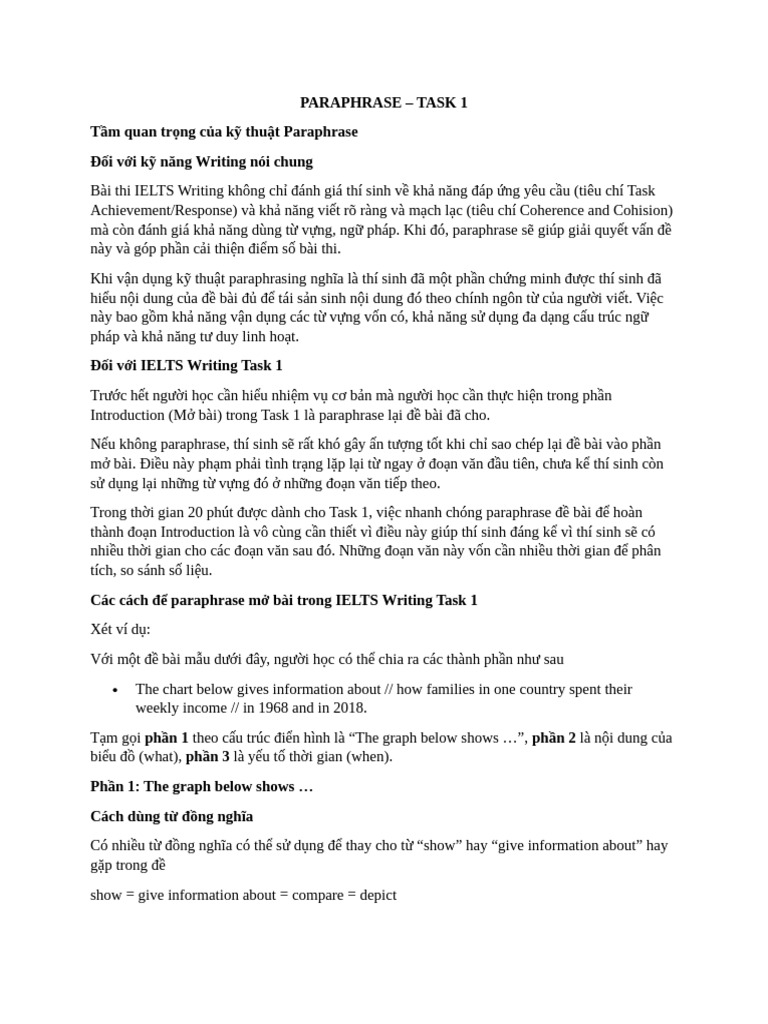 Paraphrase Task 1 + Bài Tập | PDF