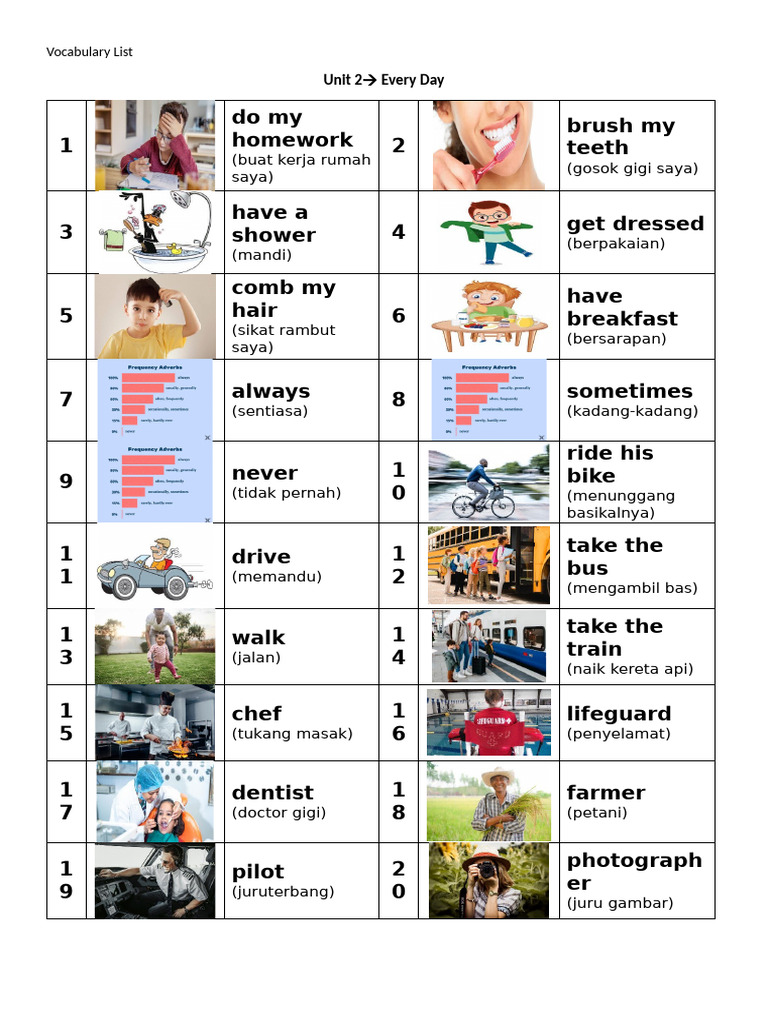 Everyday Vocabulary in English | PDF