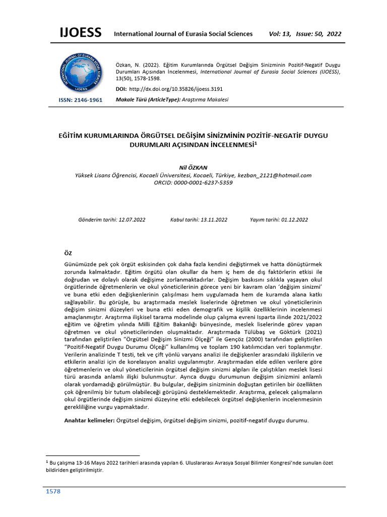 Yayinlanmis Makale | PDF