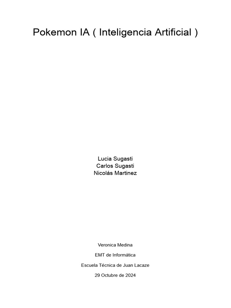 Pokemon IA Inteligencia Artificial | PDF