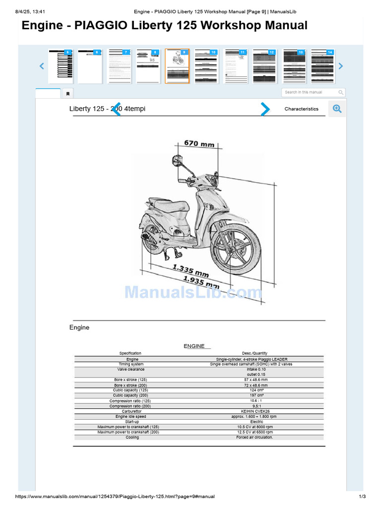 Piaggio Liberty 125 Service Manual | PDF | Rotating Machines | Engines