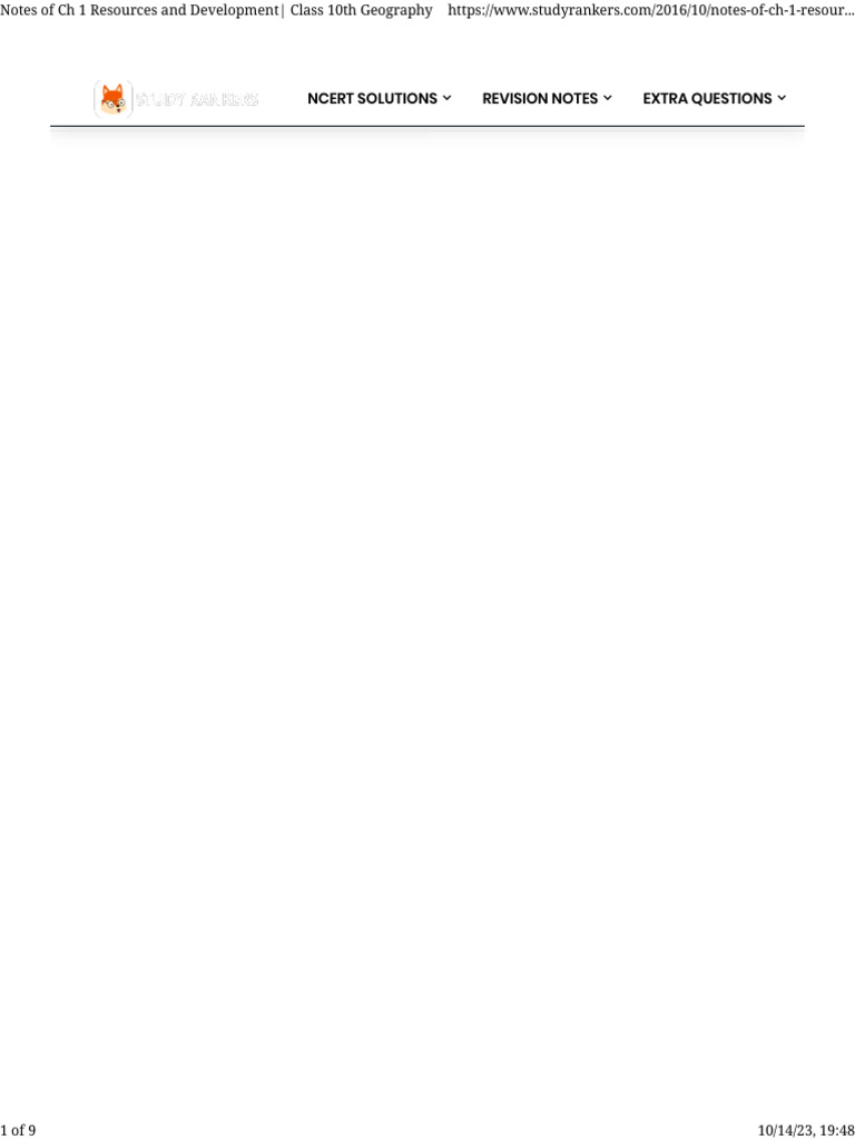 Class 10 Geography: Resources & Development | PDF | Soil | Resource