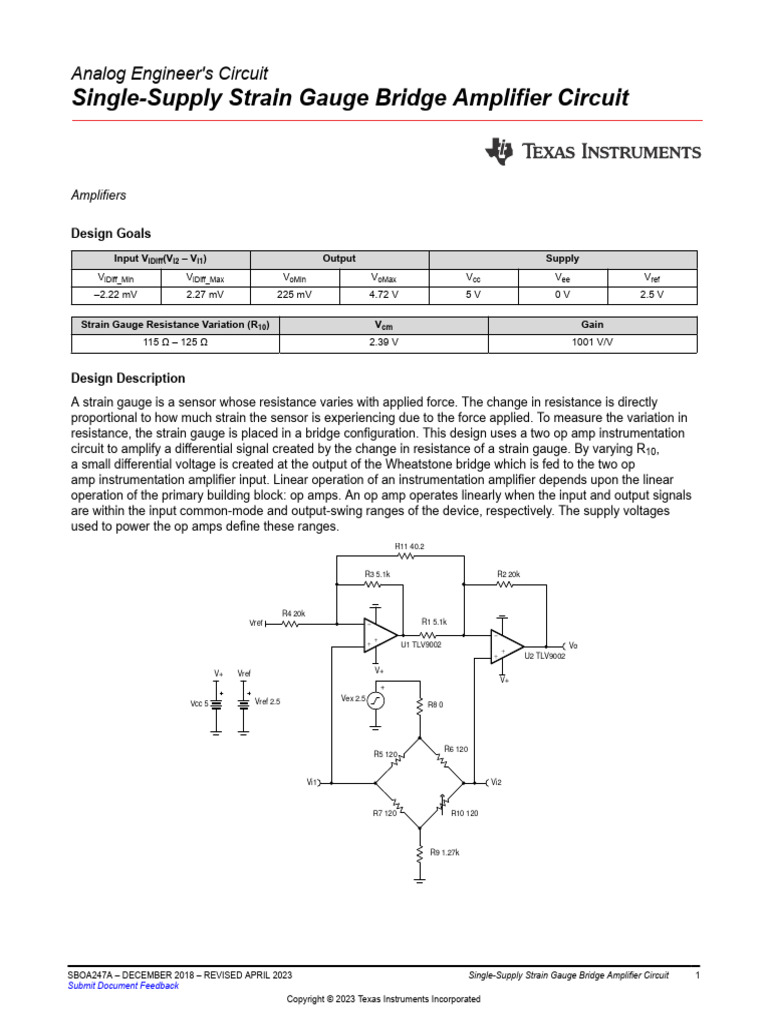 Strain Gauge Amplifier Note | PDF | Amplifier | Operational Amplifier