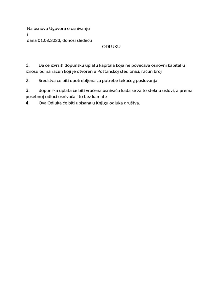 Stari Obrazac ODLUKA | PDF