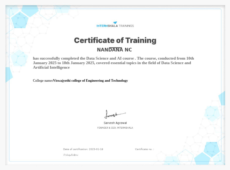 Data Management and Analysis with MS Excel Training - Certificate of Completion | PDF