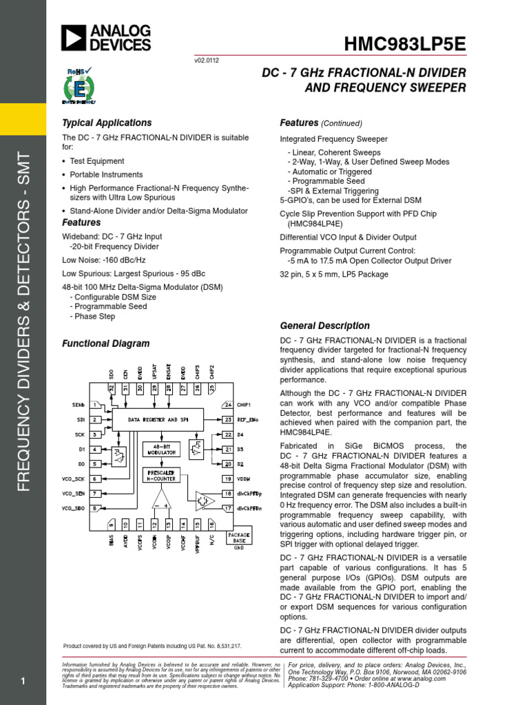 HMC 983 | PDF | Hertz | Electrical Engineering