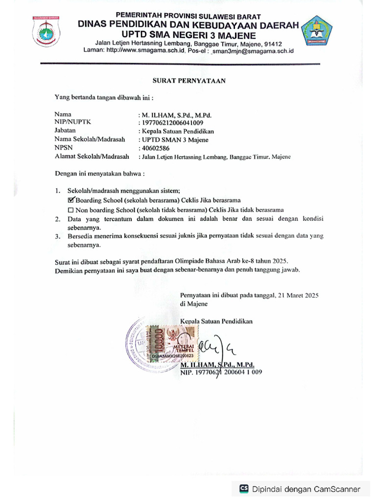 Surat Pernyataan Oba 8 | PDF