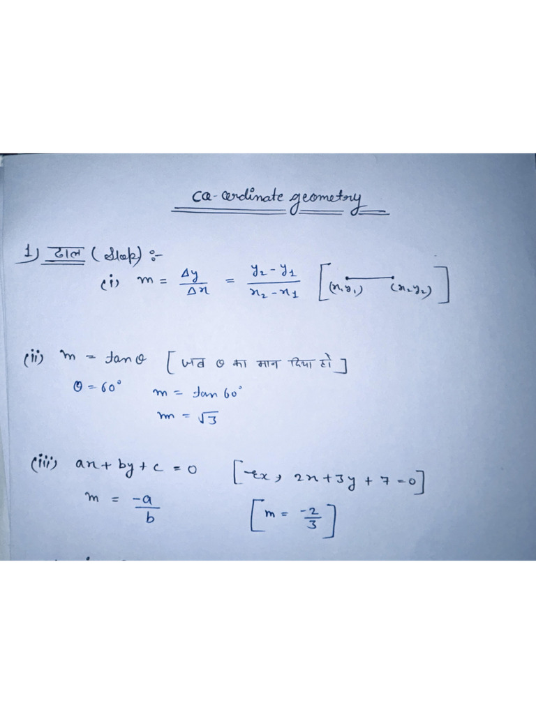 Co Ordinate Geometry Formulas Pdf