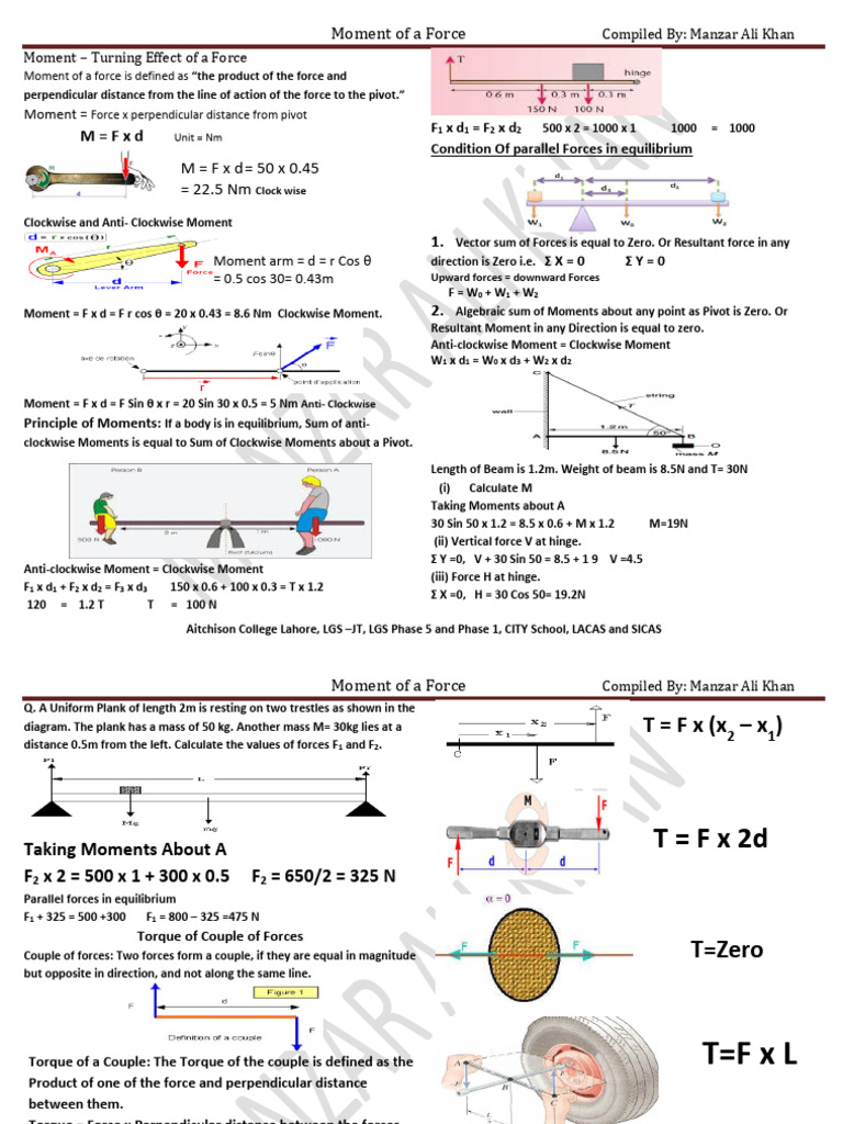 Understanding Moments of Force in Physics | PDF | Force | Torque