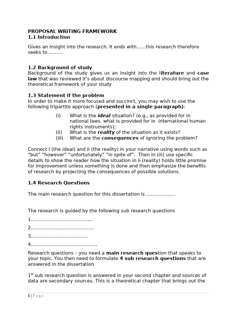 PROPOSAL WRITING FRAMEWORK | PDF | Methodology | Learning